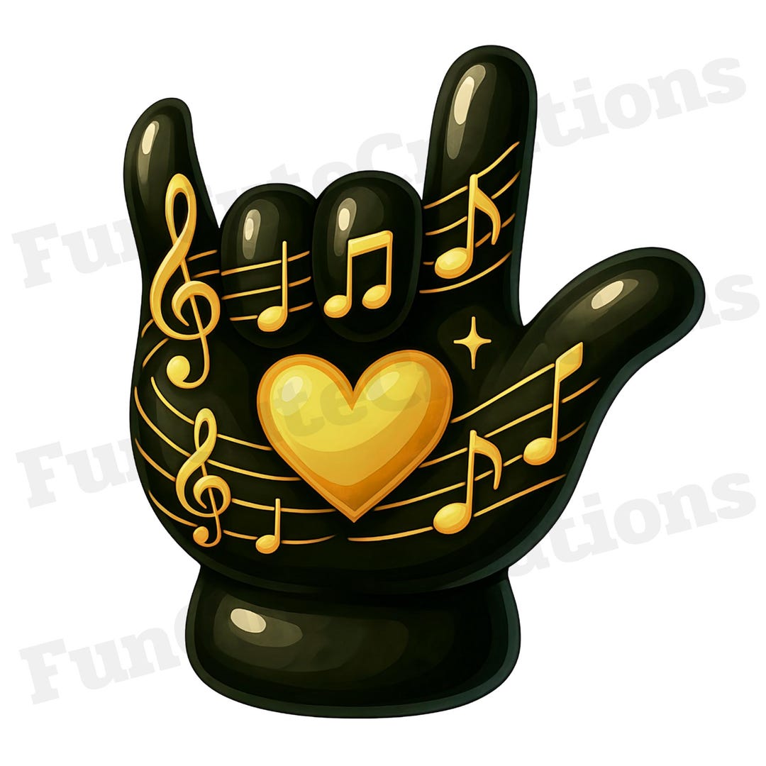 Music Hand Glove I Love You ASL PNG, Musical Notes Hand Sign PNG, Music ...