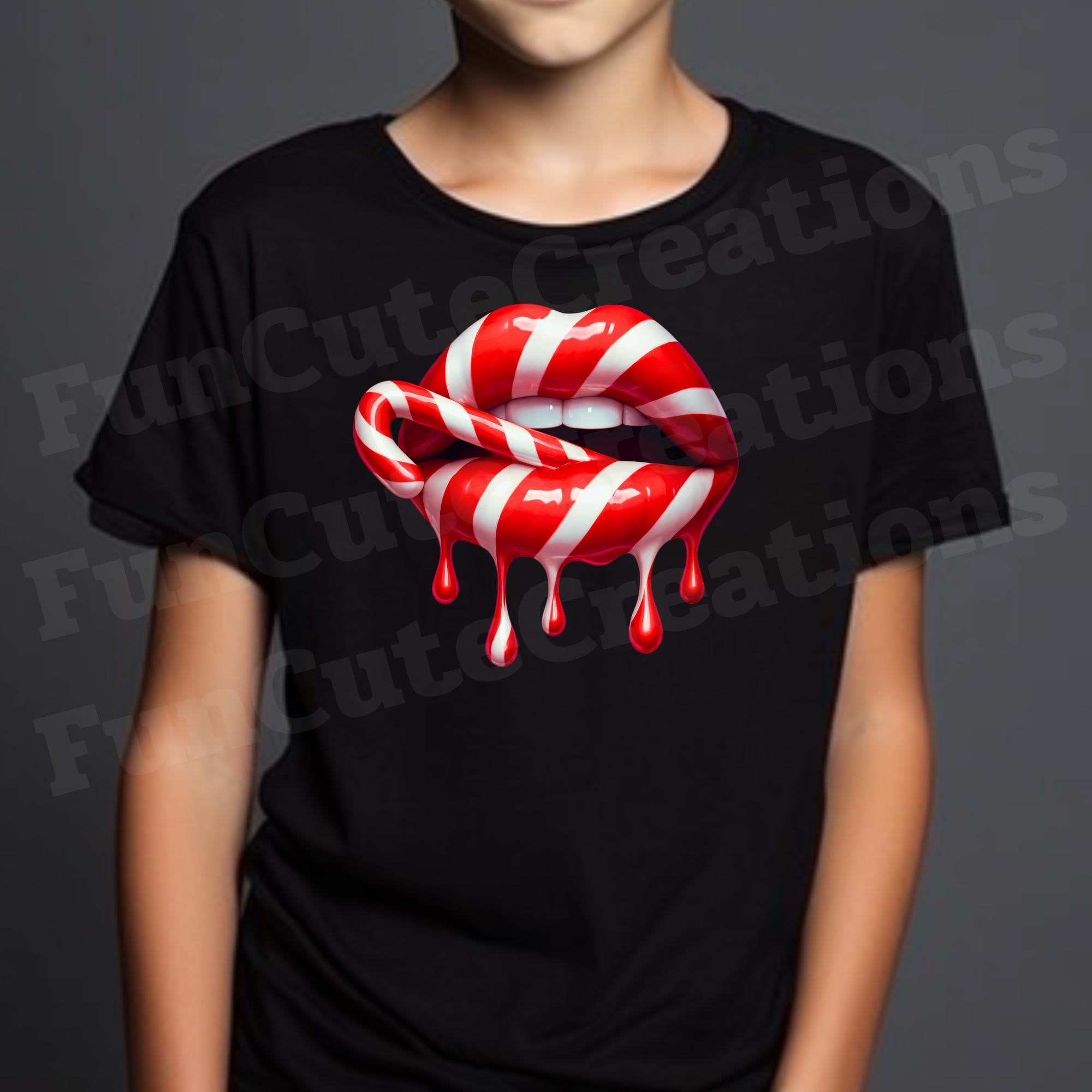 Candy Cane Dripping Lips PNG, Christmas Dripping Lips, Peppermint Lips ...