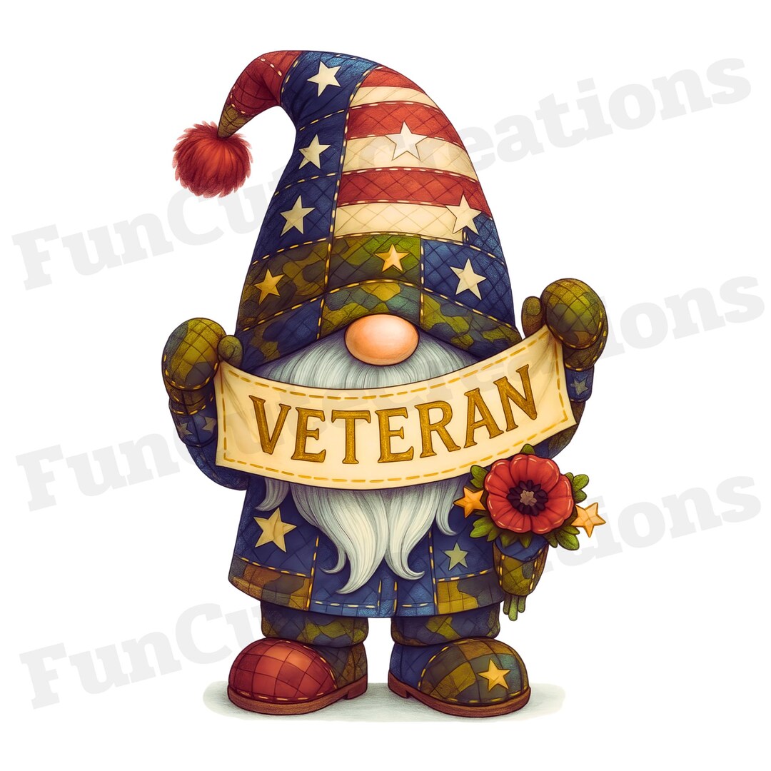 Patchwork Veteran Gnome PNG, Camouflage Gnome PNG, Military Gnome PNG ...