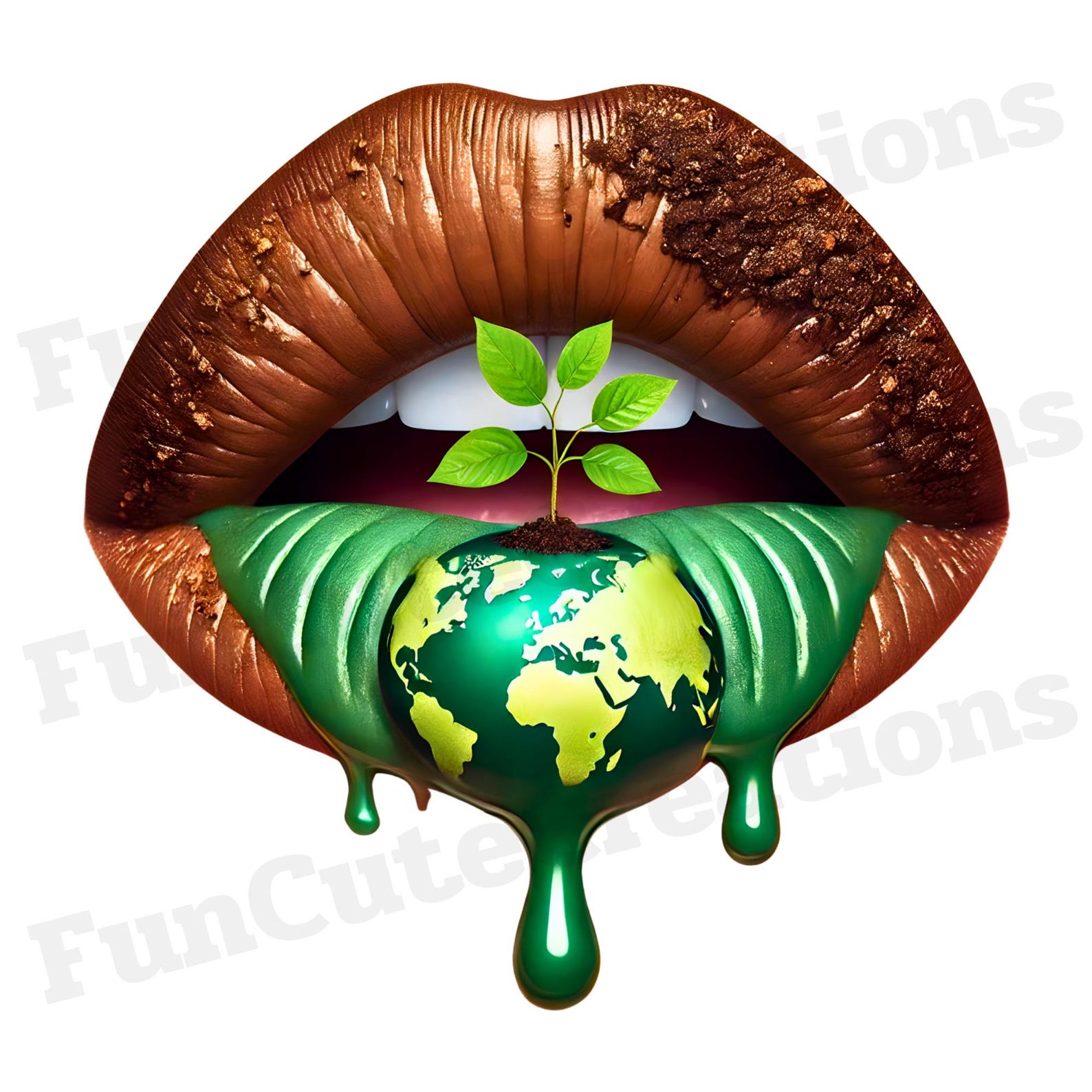 Earth Day Dripping Lips PNG, Eco-friendly Lips PNG, Save the Planet ...