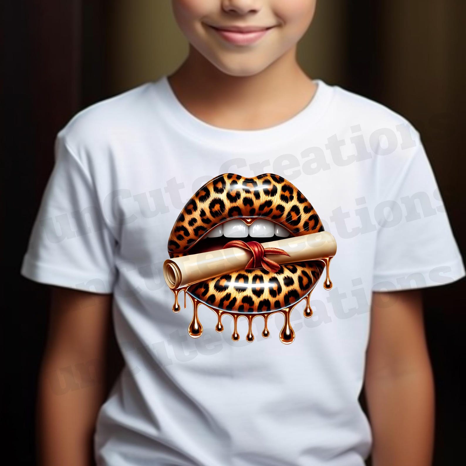 Leopard Dripping Lips Graduation PNG, Graduation Lips Clipart, Leopard ...