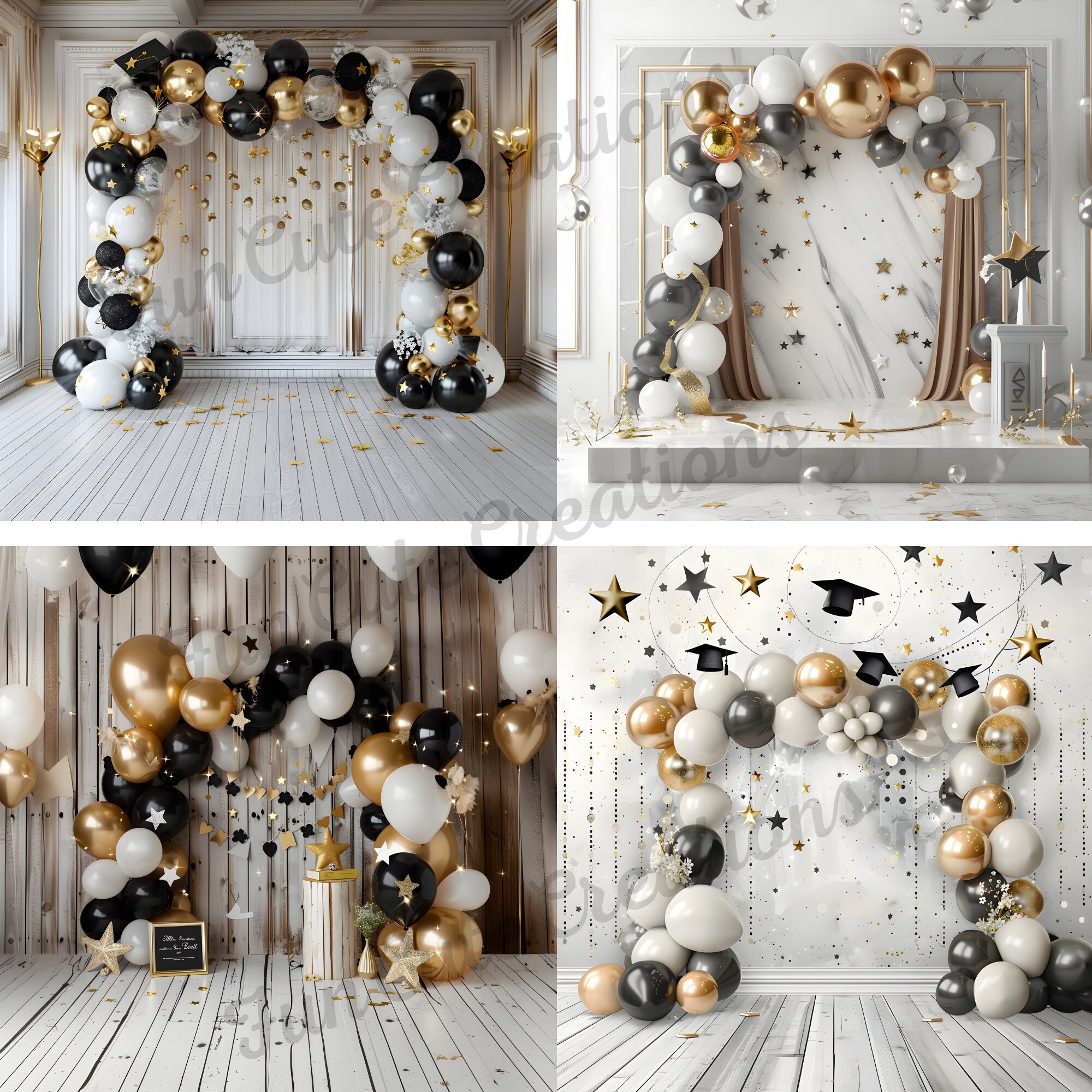 Graduation Backdrop, Digital Background for Grad, Balloon Graduation ...