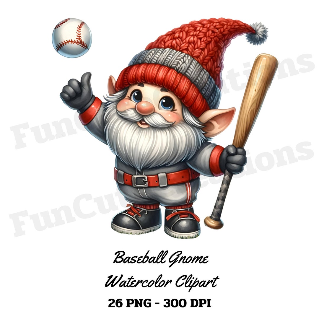 Baseball Gnome Clipart - 26 Watercolor Designs, Baseball Clipart ...