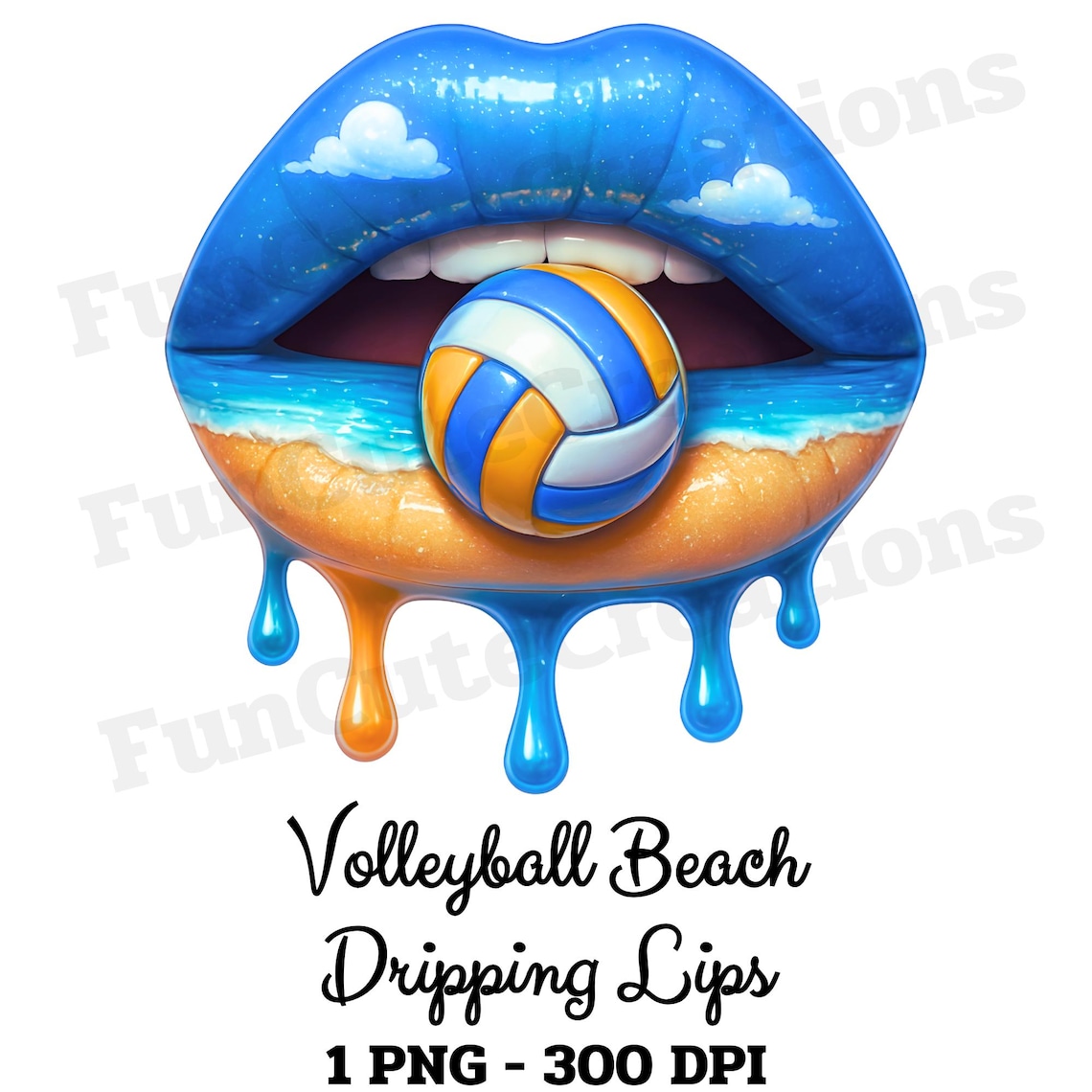 Volleyball Beach Dripping Lips PNG, Beach Volleyball Lips, Game Day PNG ...