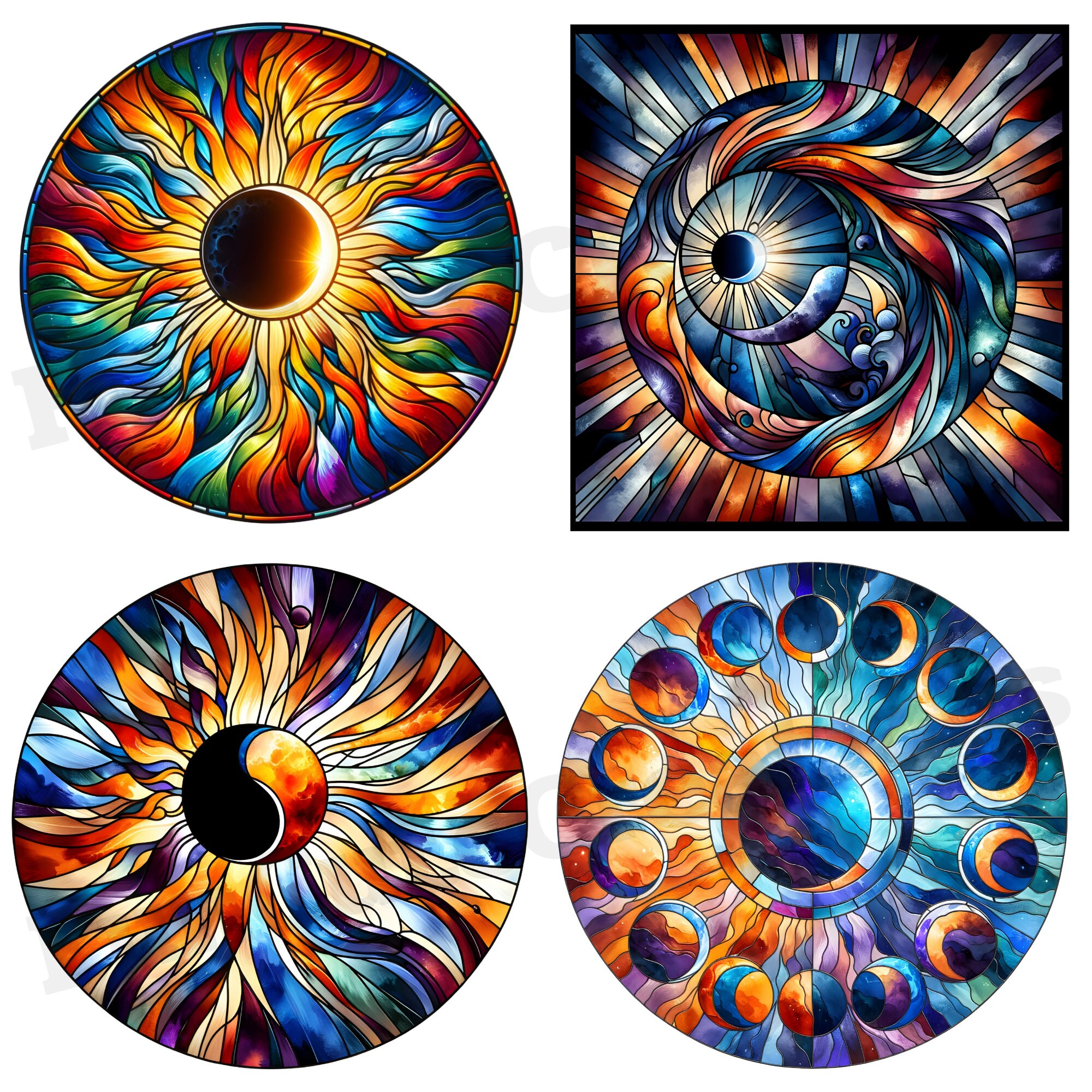 Solar Eclipse Stained Glass Clipart, April 8th 2024, Solar Eclipse ...