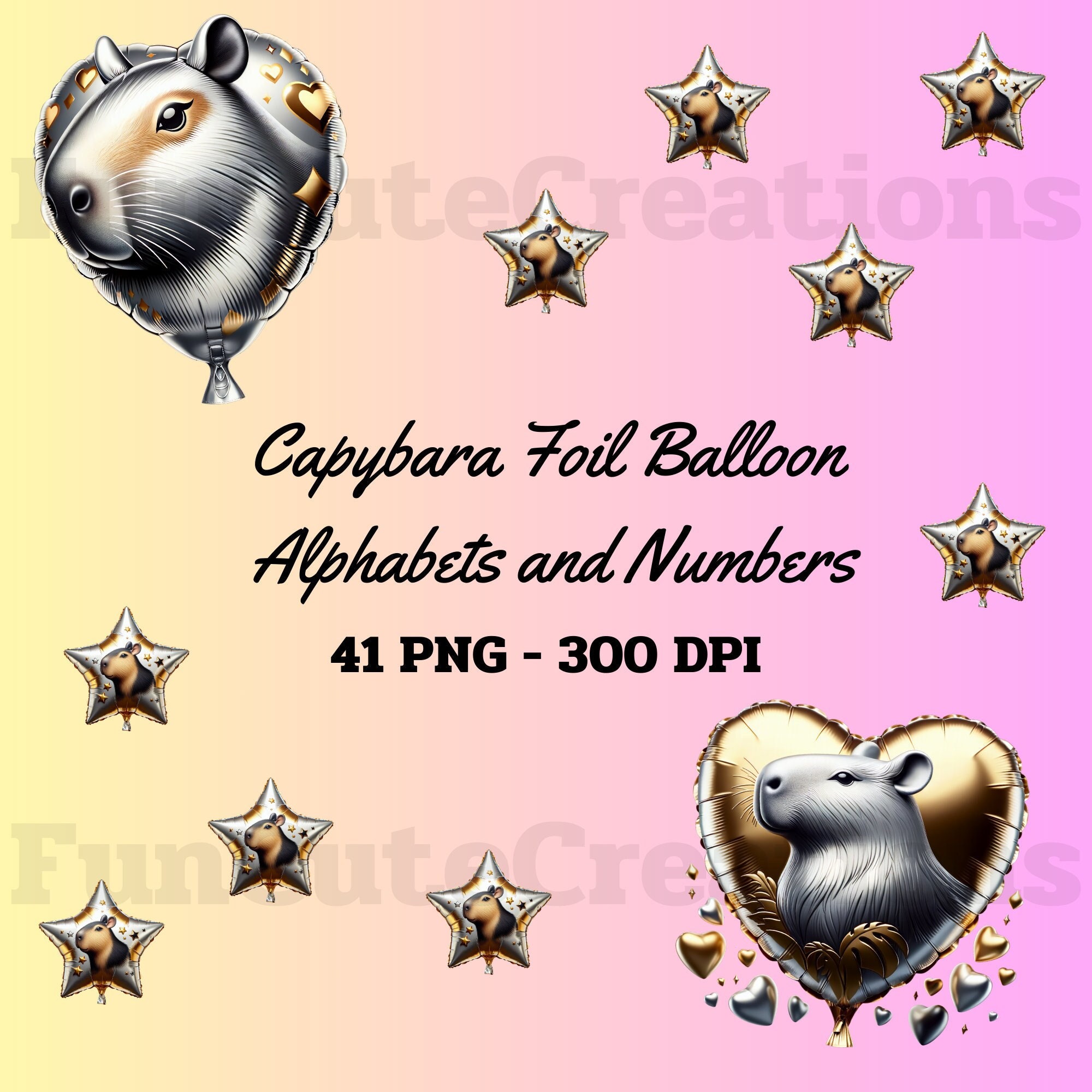 Capybara Foil Balloons, Capybara Balloon Clipart, Capybara Balloon ...