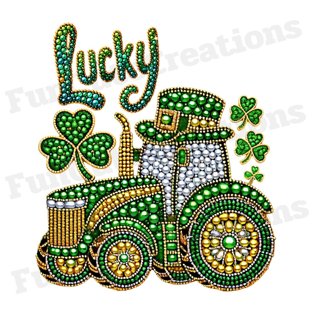 Rhinestone Lucky St. Patrick’s Day Tractor PNG, Shamrock PNG, Lucky ...