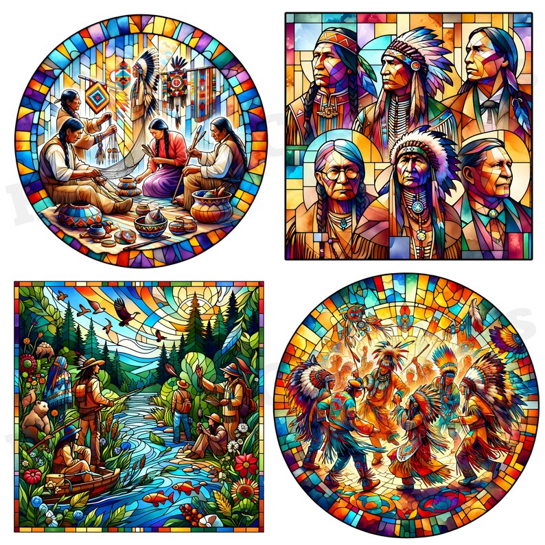 Native American Stained Glass Clipart, Native PNG, Indian Clipart ...