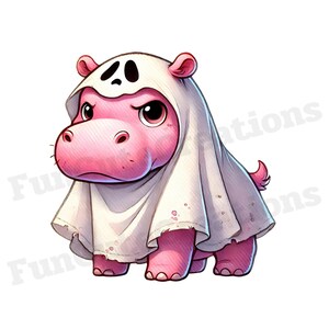 Halloween Hippo Clipart Set, Hippo in Costume PNG, Spooky Hippo PNG ...