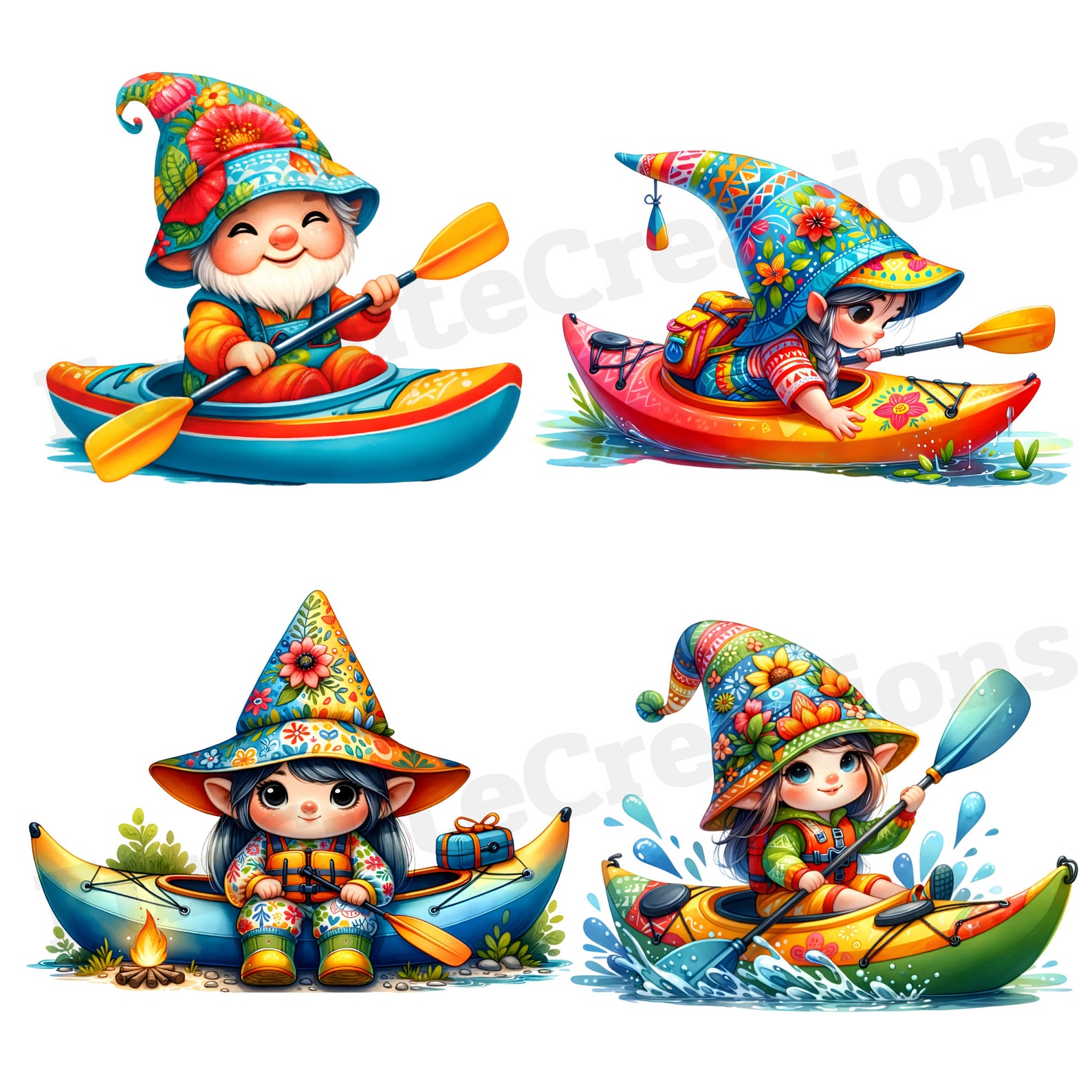 Kayak Gnome Clipart, Kayak Clipart, Camping Gnome, Water Sport Gnome ...