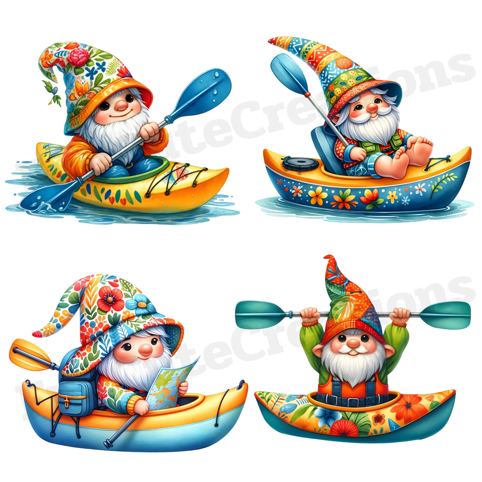Kayak Gnome Clipart, Kayak Clipart, Camping Gnome, Water Sport Gnome ...
