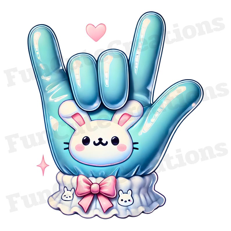 Rabbit Hand Glove I Love You ASL PNG, Cute Bunny PNG, Happy Easter Day ...