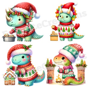 Christmas Dinosaur Clipart, Dinosaur Clipart, Christmas Dino, Festive ...