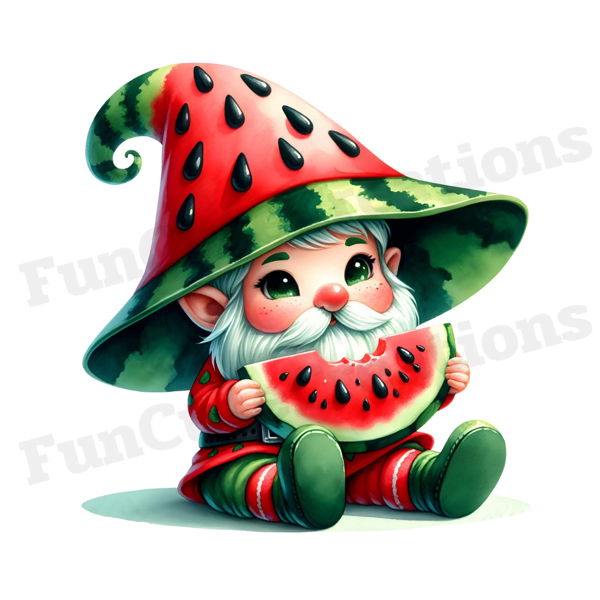Watermelon Gnome Clipart, Watermelon Clipart, Gnome Summer Clipart ...