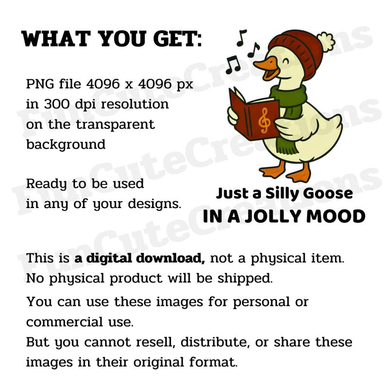 Christmas Choir Goose PNG, Singing Goose PNG, Caroling Goose PNG, Funny ...