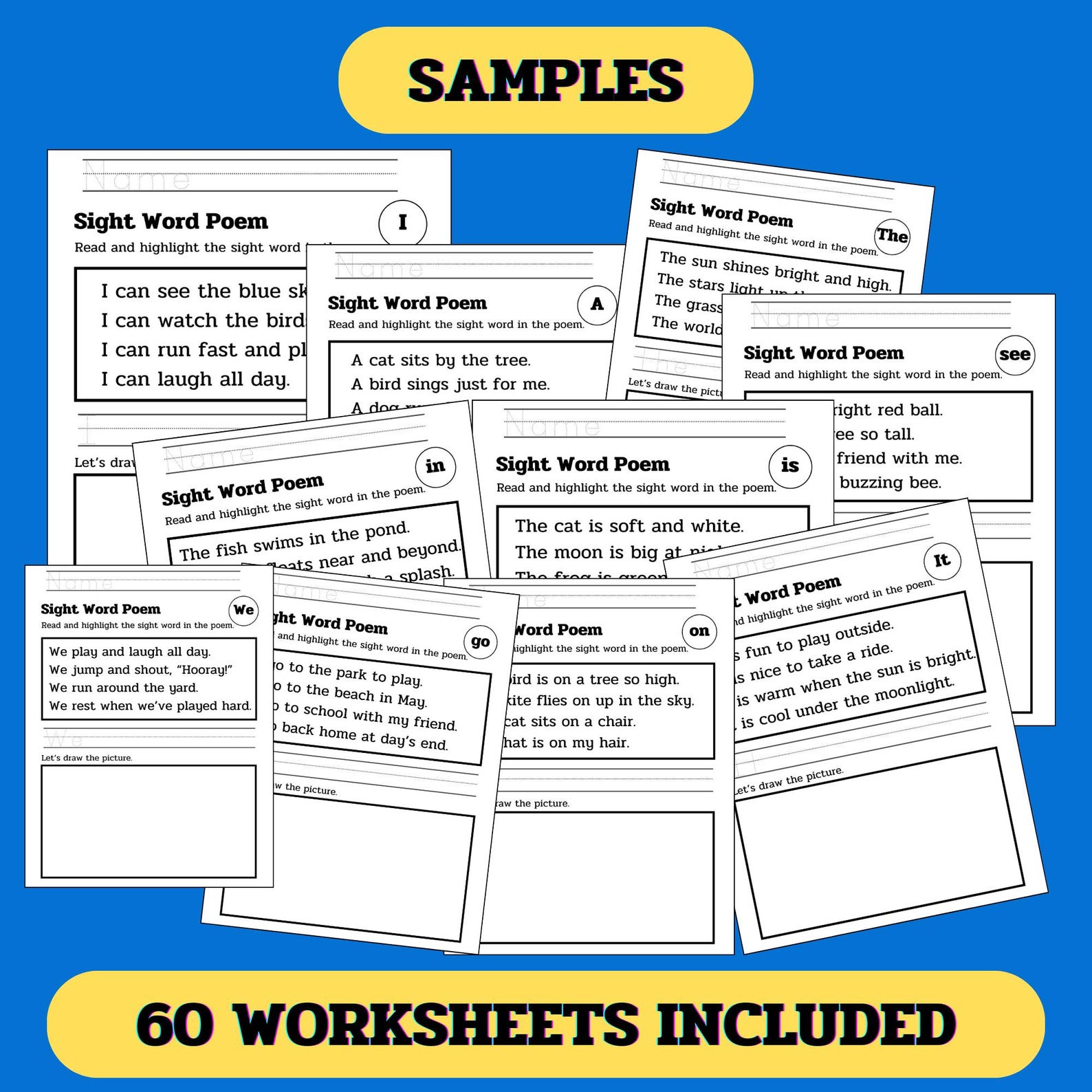 60 Sight Word Poems - Kindergarten to Grade 1 Worksheets, Printable ...