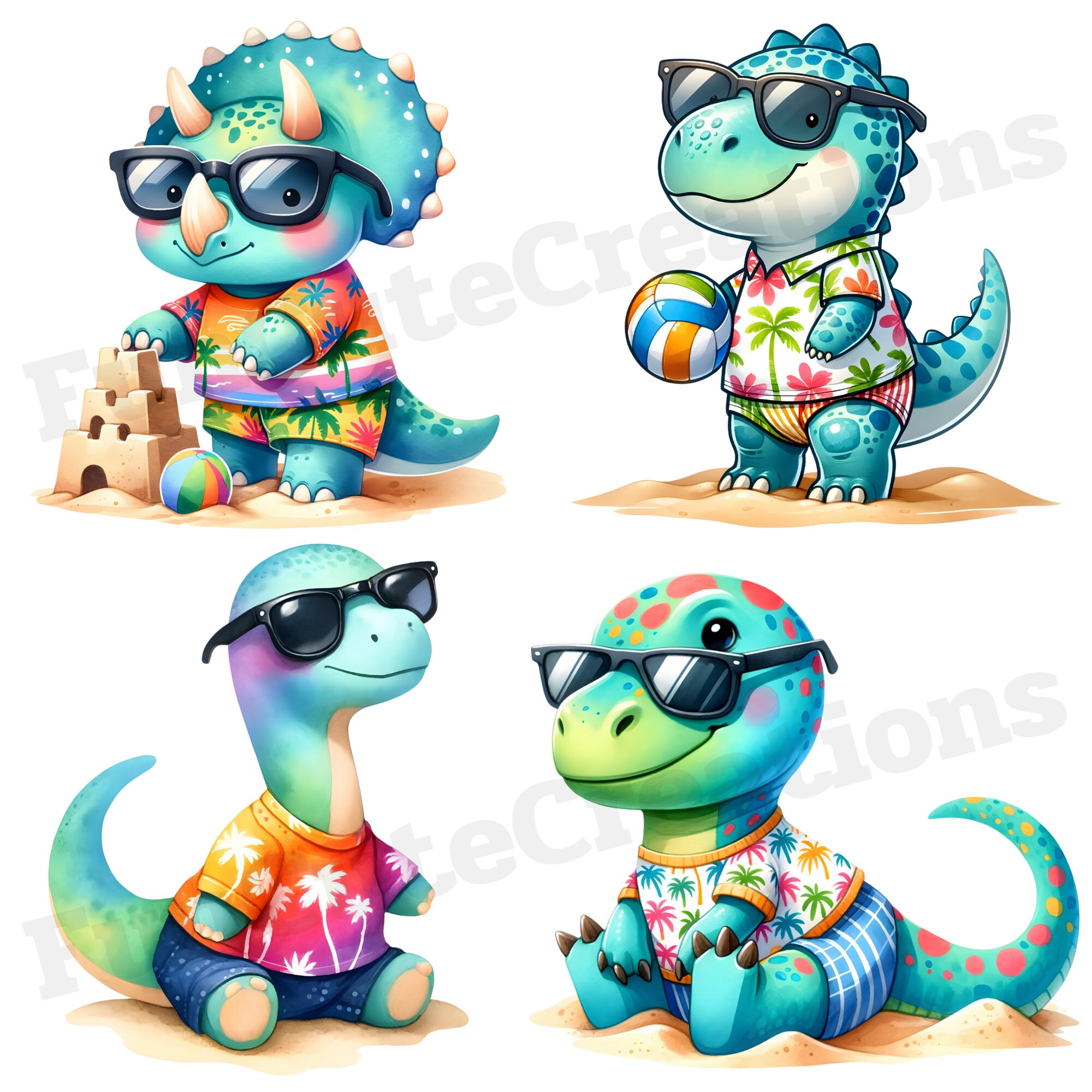 Summer Dinosaur Clipart, Dinosaur PNG, Beach Dinosaur, Dinosaur Lover ...