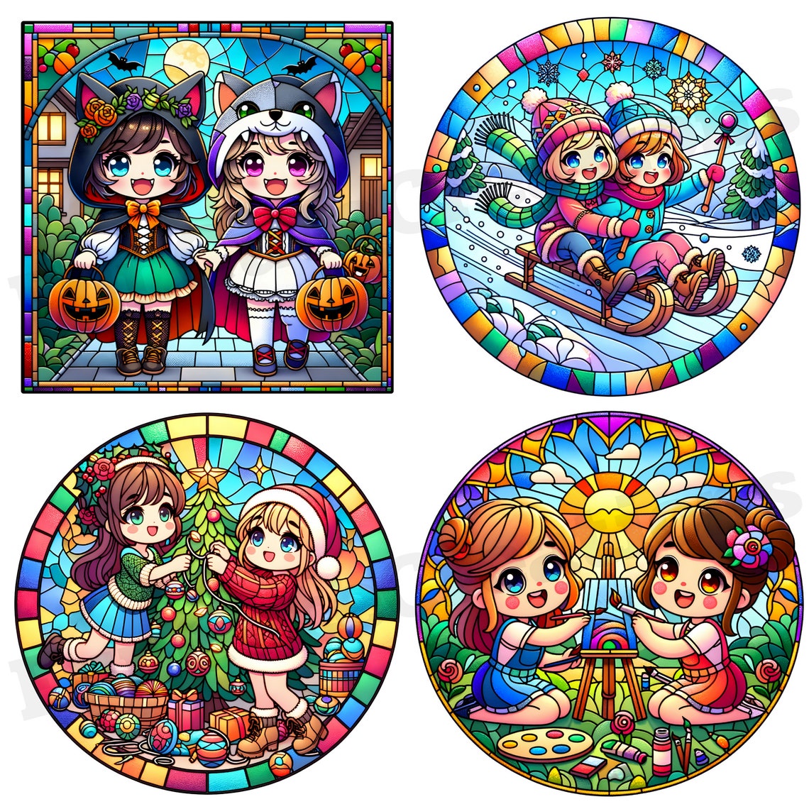 Best Friends Stained Glass Clipart, Besties Clipart, Soul Sisters ...