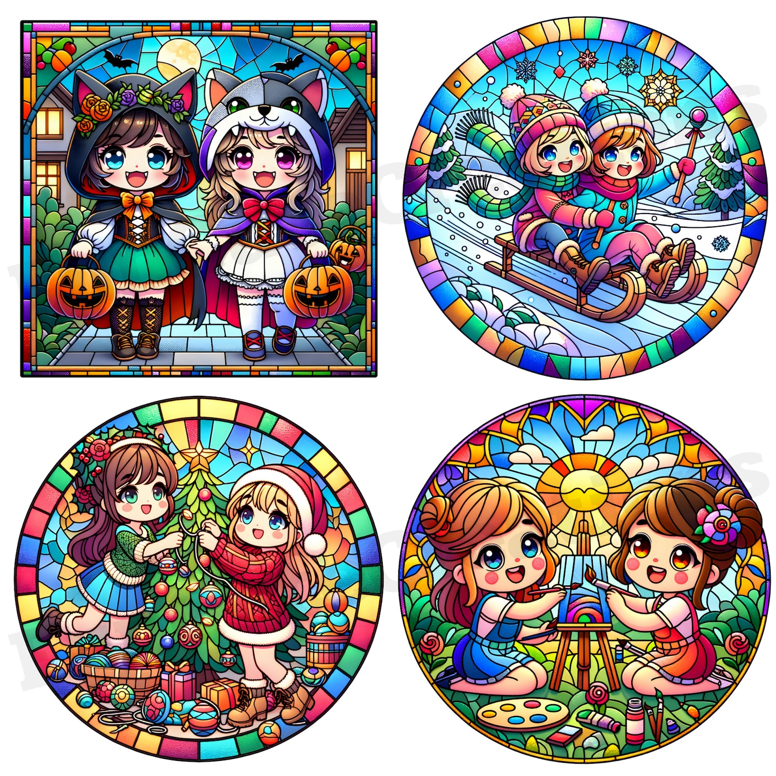 Best Friends Stained Glass Clipart, Besties Clipart, Soul Sisters ...