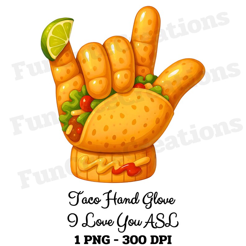 Taco Hand Glove I Love You ASL PNG, Taco Hand Sign Design, I Love You ...