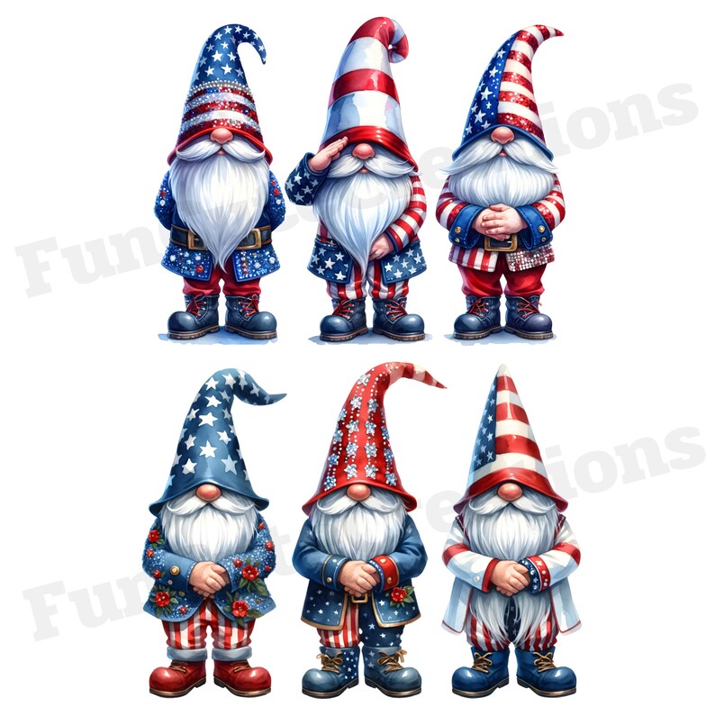 Memorial Day Gnome Clipart, 4th of July Gnome PNG, Patriotic Gnome ...