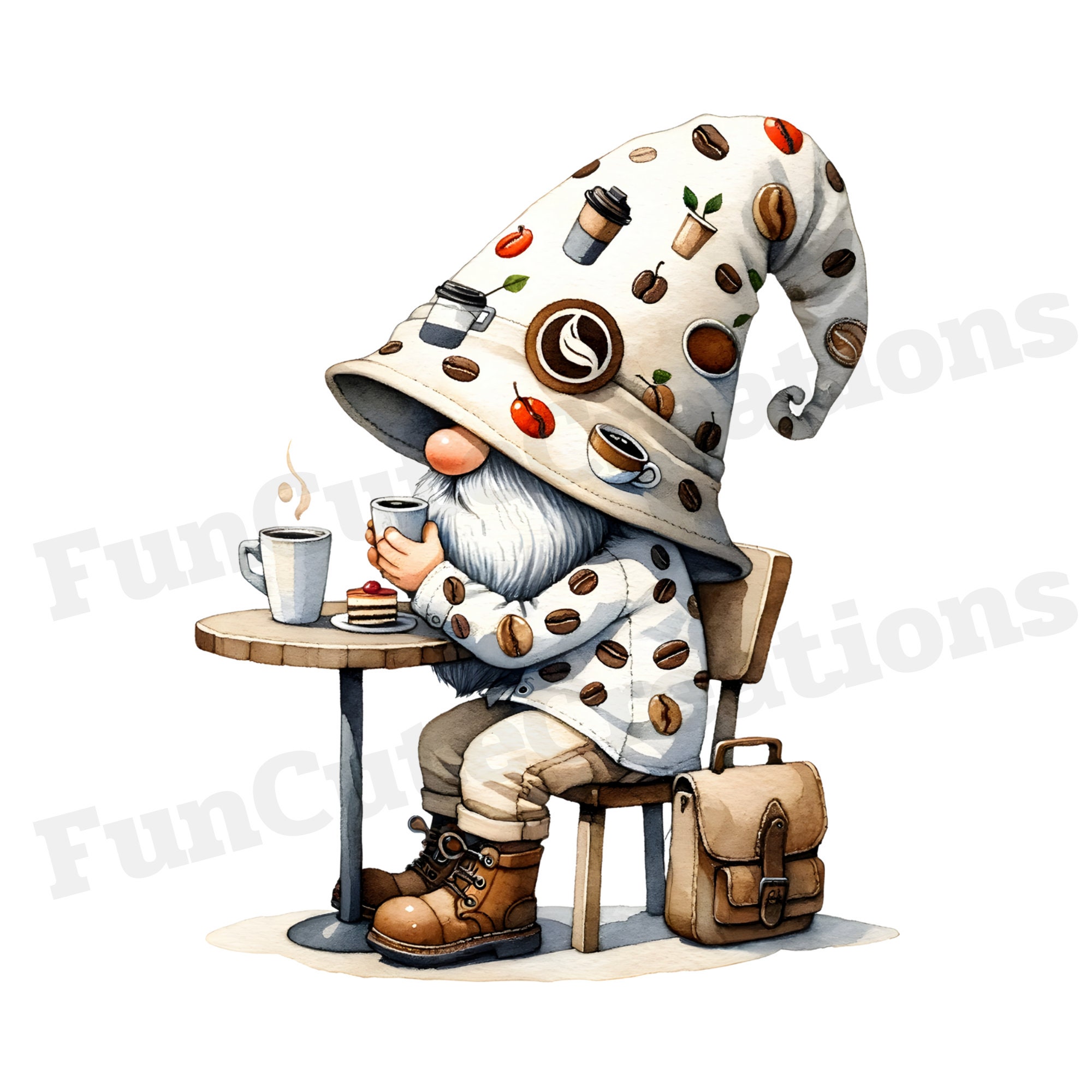 Coffee Gnome Clipart, Coffee Clipart, Coffee Bean Gnome, Cafe Gnome PNG ...