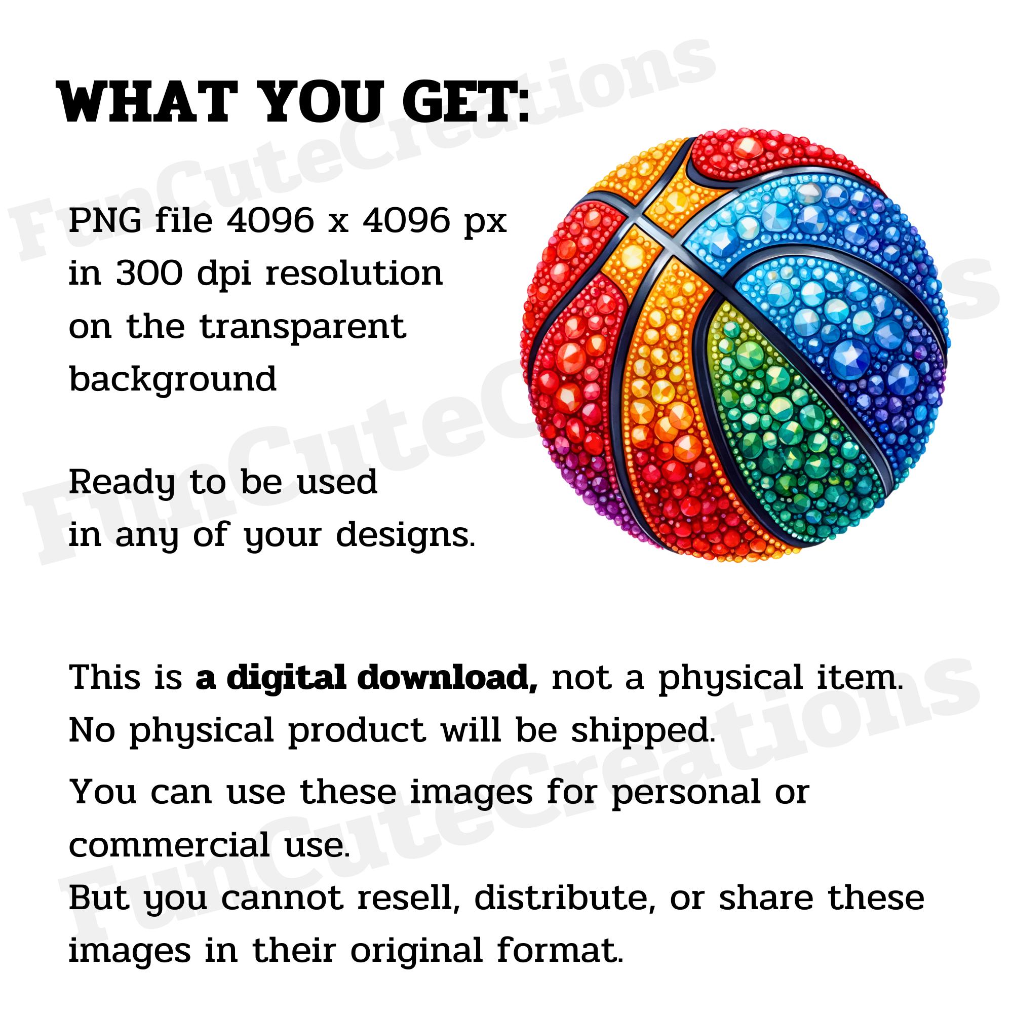 Rhinestone Basketball Clipart Set, Faux Rhinestone Basketball PNG ...