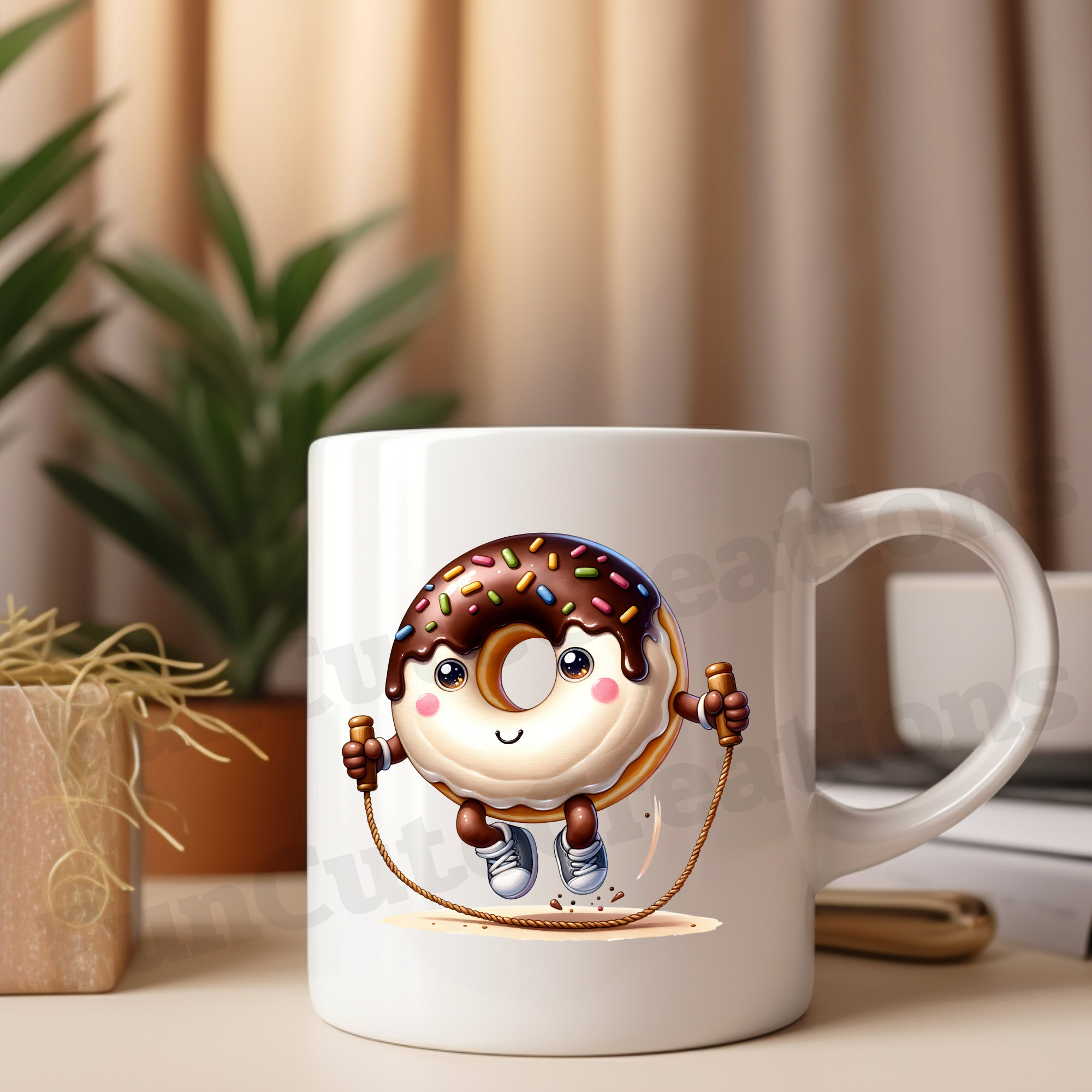 Donut Exercise Watercolor Clipart Bundle, Workout Donut, Cute Donut ...