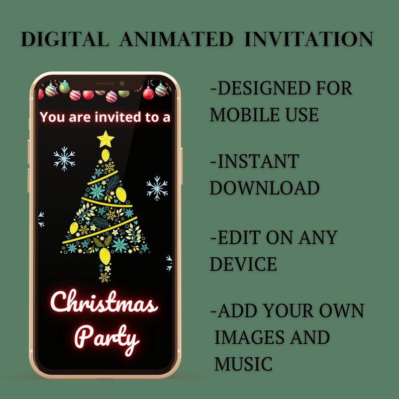 Christmas Party Invitation Template, Digital Video Christmas Party ...