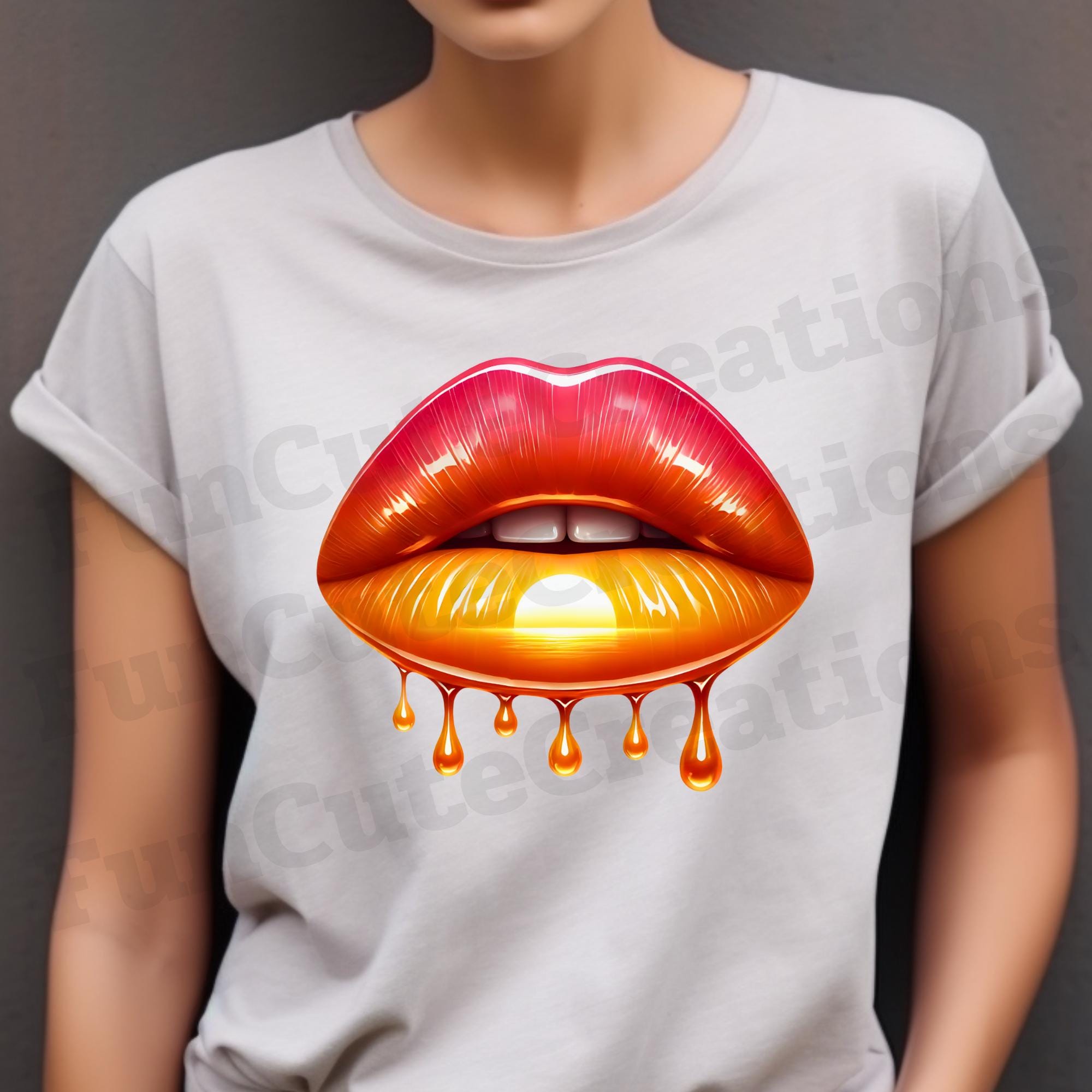 Dripping Lips With Rising Sun PNG, Rising Sun Lips Clipart, Nature Lips ...