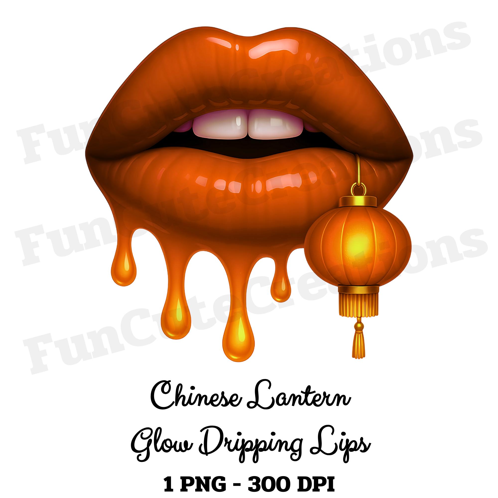Chinese Lantern Glow Dripping Lips PNG, Lunar New Year Lips PNG ...