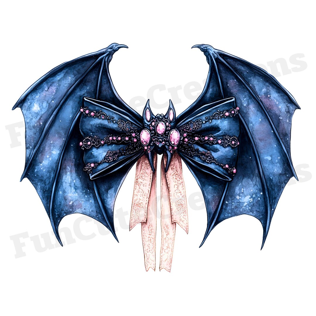 Pink Bat Coquette Bow Clipart Set, Halloween Bat Gothic Coquette Bow ...