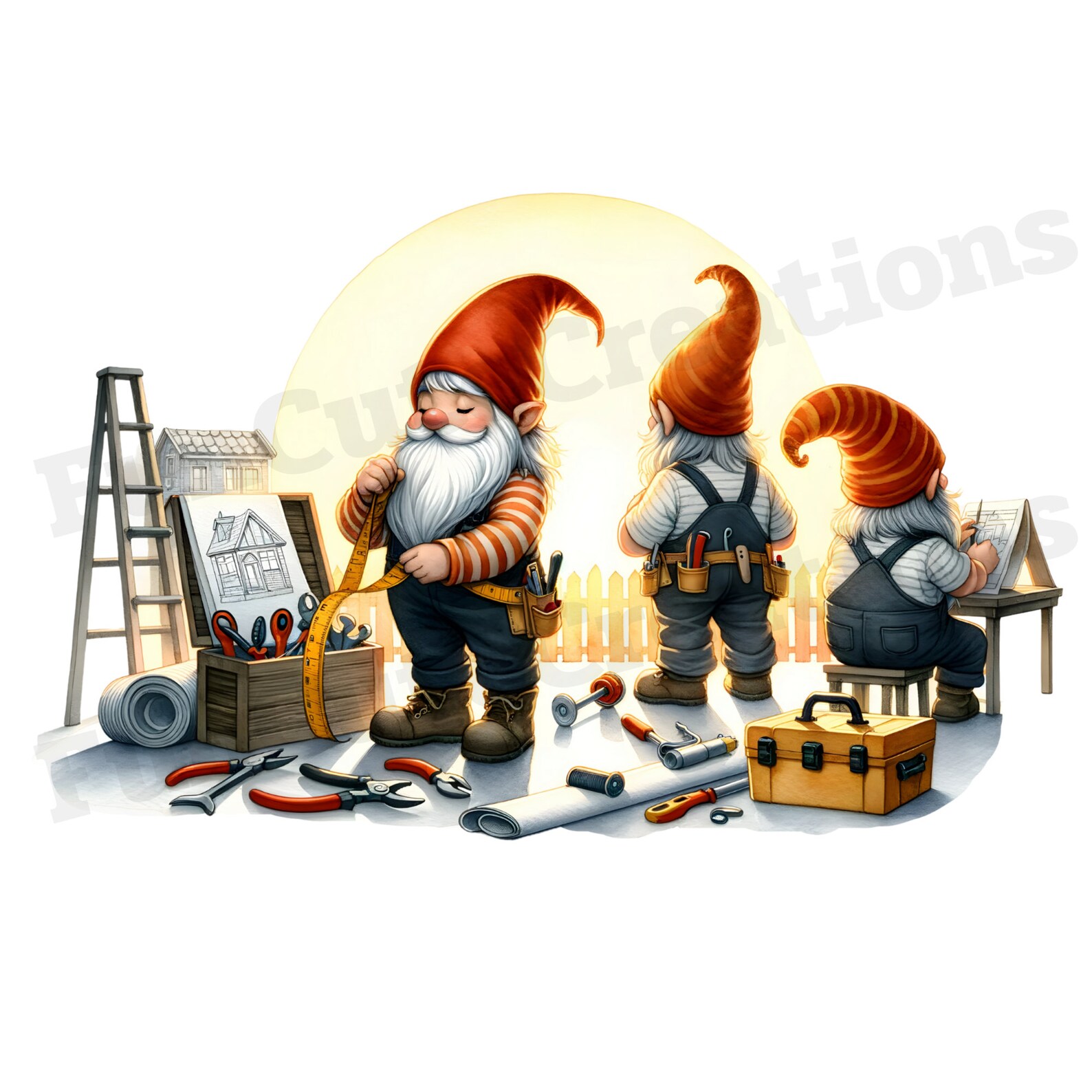 Construction Three Gnomes Clipart, Builder Gnomes, Construction PNG ...