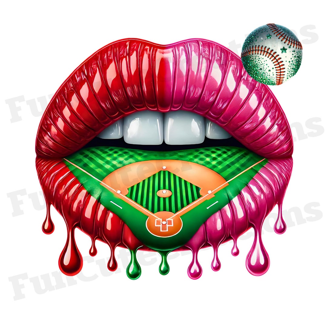 Dripping Lips With Baseball Field PNG, Baseball Lips Clipart ...