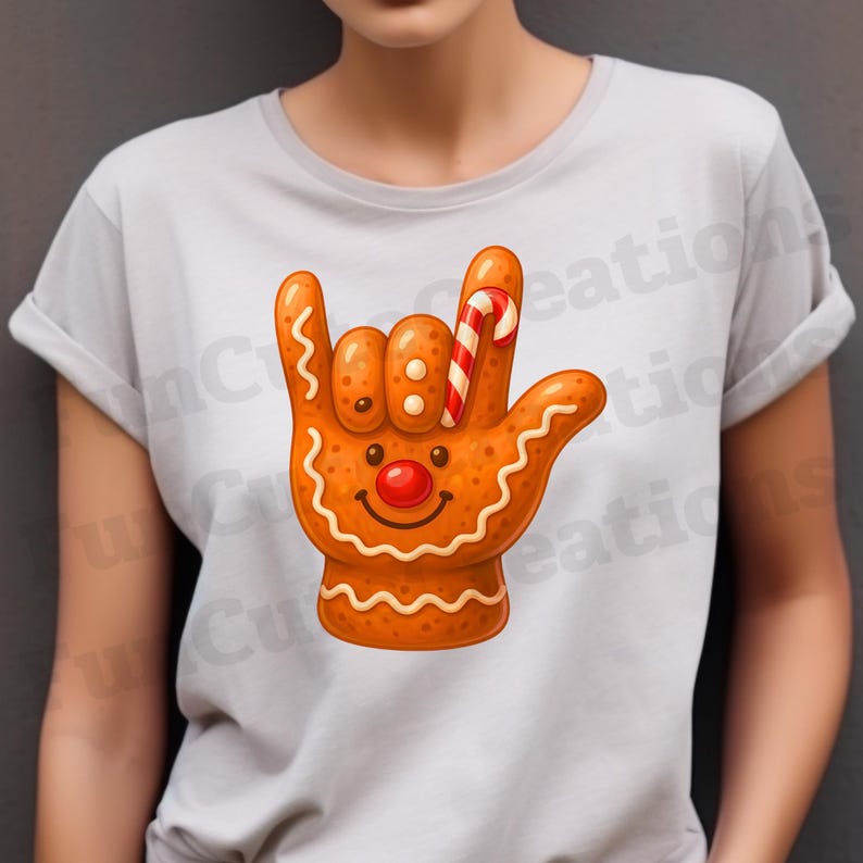 Gingerbread Hand Glove I Love You ASL PNG, Christmas Sublimation ...