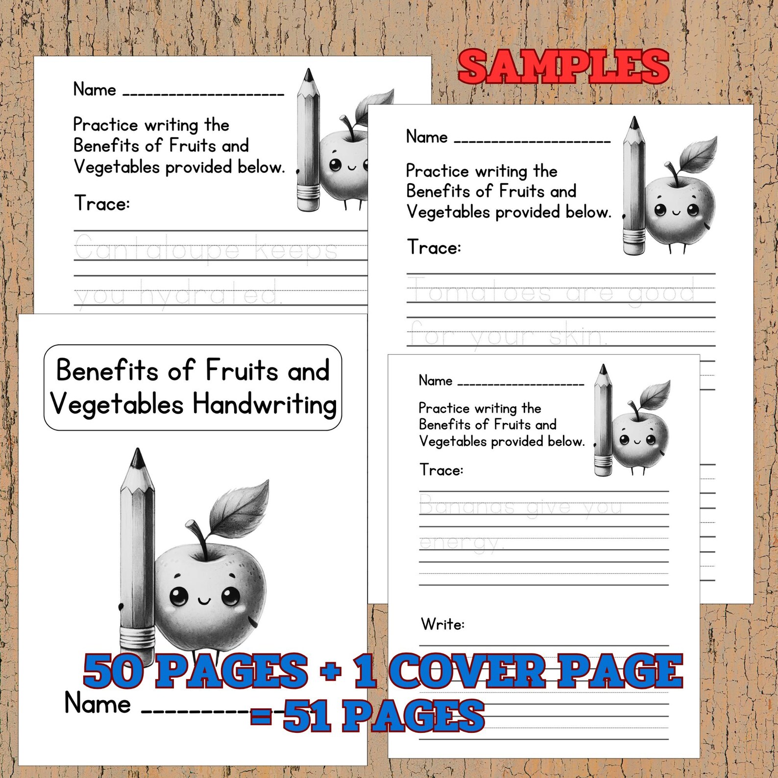 Benefits of Fruits and Vegetables Handwriting Practice, Printable ...