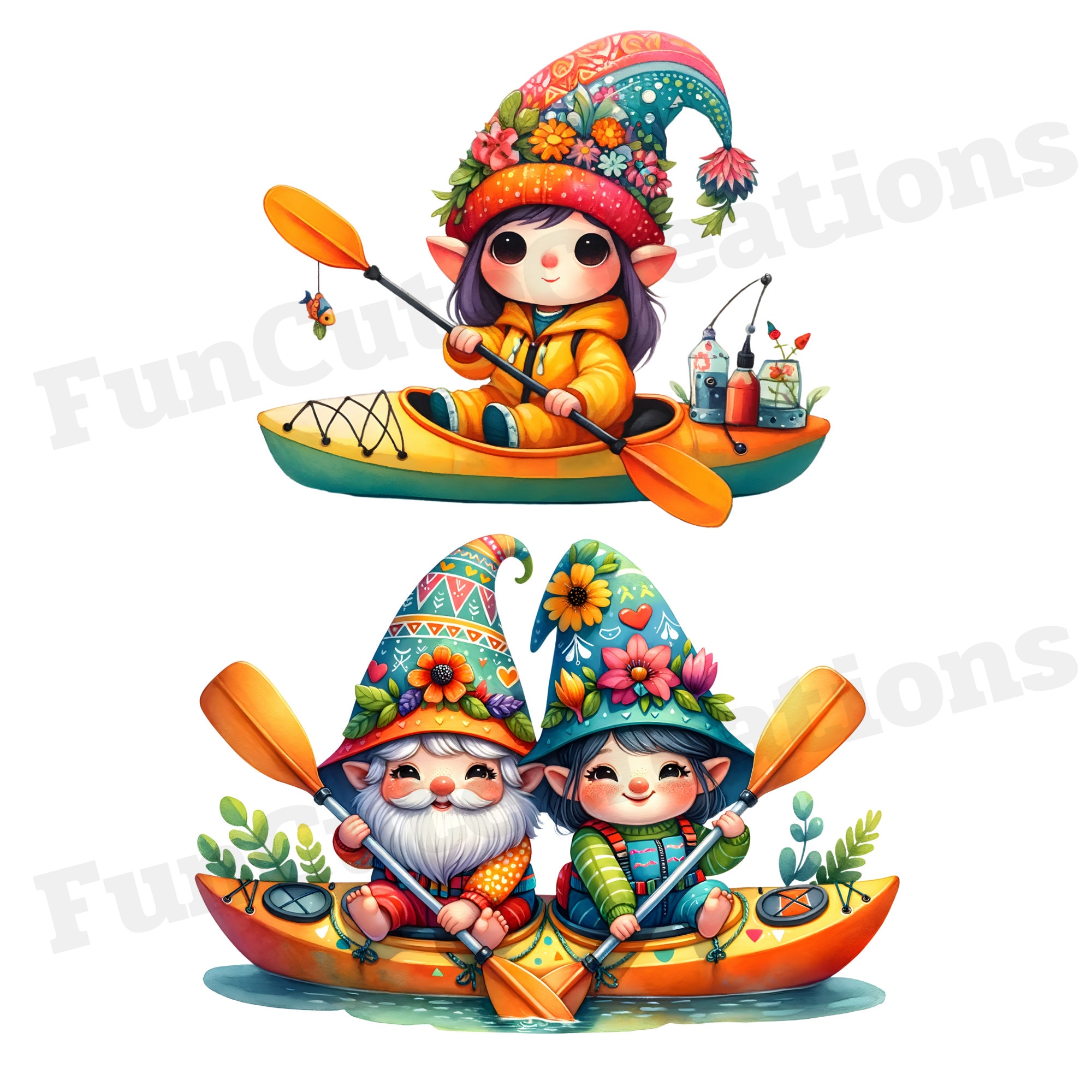 Kayak Gnome Clipart, Kayak Clipart, Camping Gnome, Water Sport Gnome ...