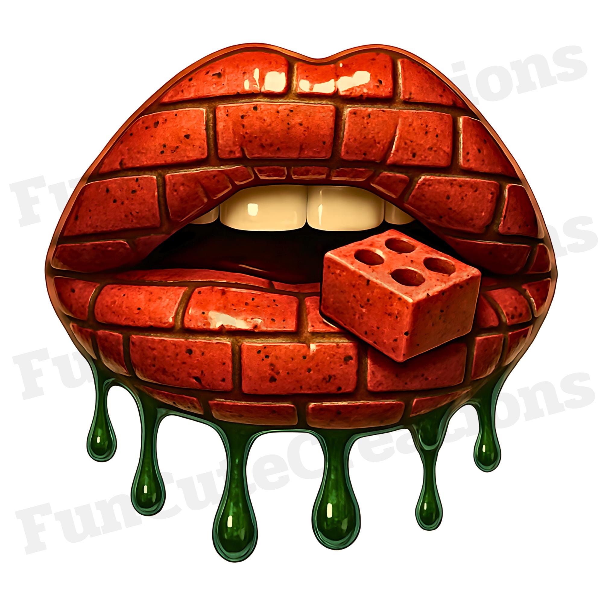 Brick Block Dripping Lips PNG, Construction Dripping Lips PNG, Brick ...