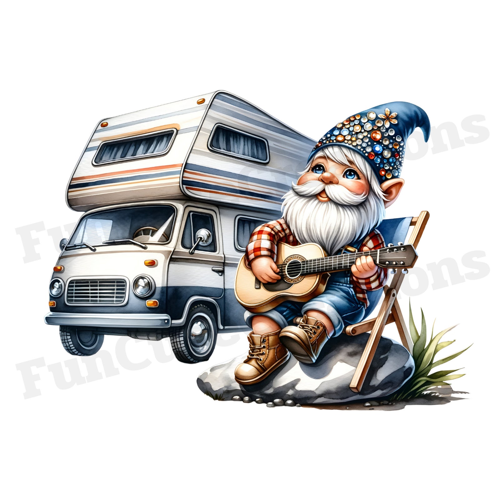 Camper Van Gnome Clipart, Camping Gnome, Happy Camper Gnome, Female ...