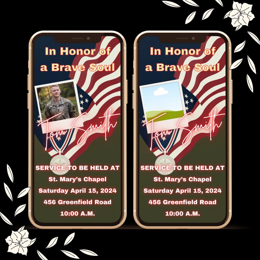 Military Funeral Invitation Template, Digital Video Military Funeral ...