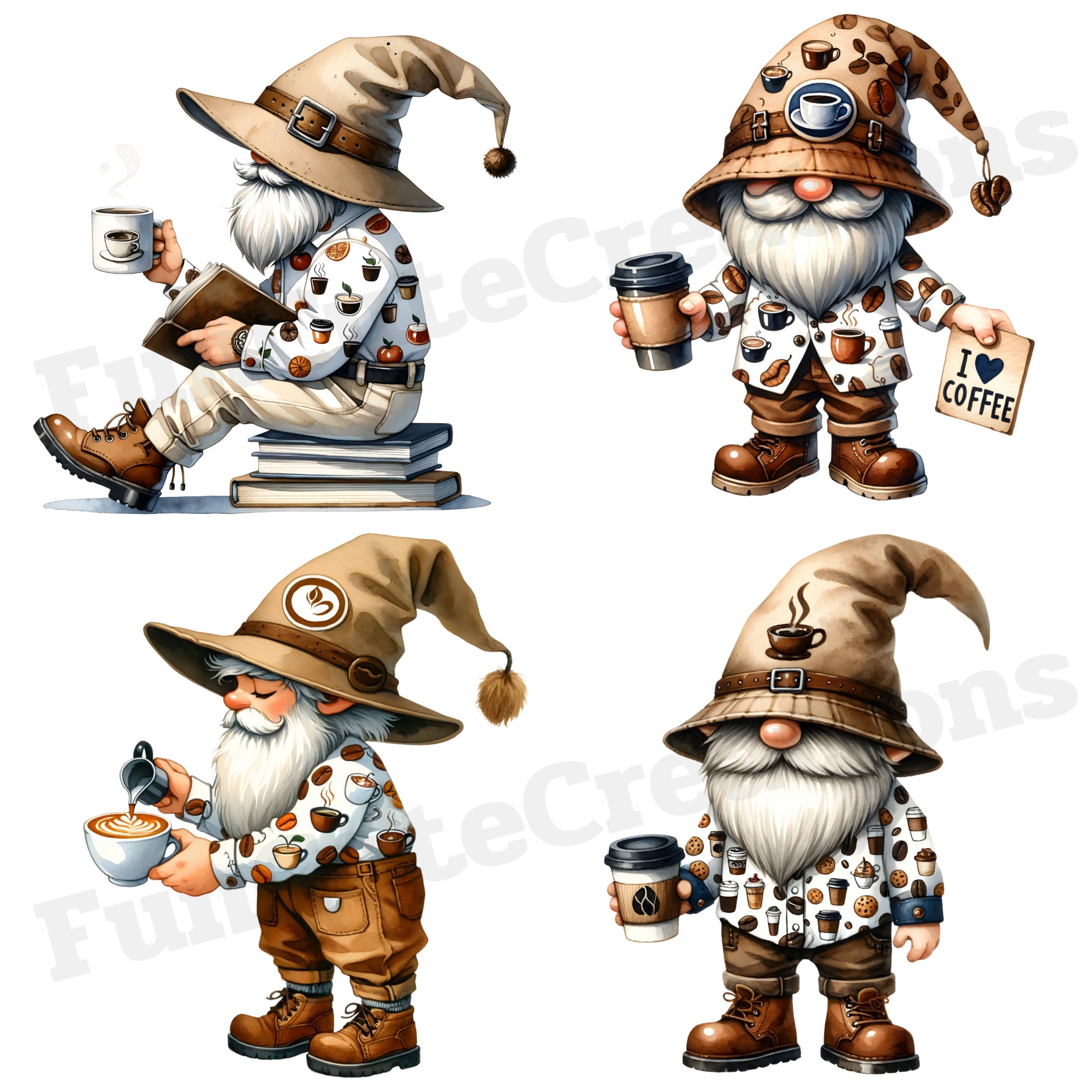 Coffee Gnome Clipart, Coffee Clipart, Coffee Bean Gnome, Cafe Gnome PNG ...