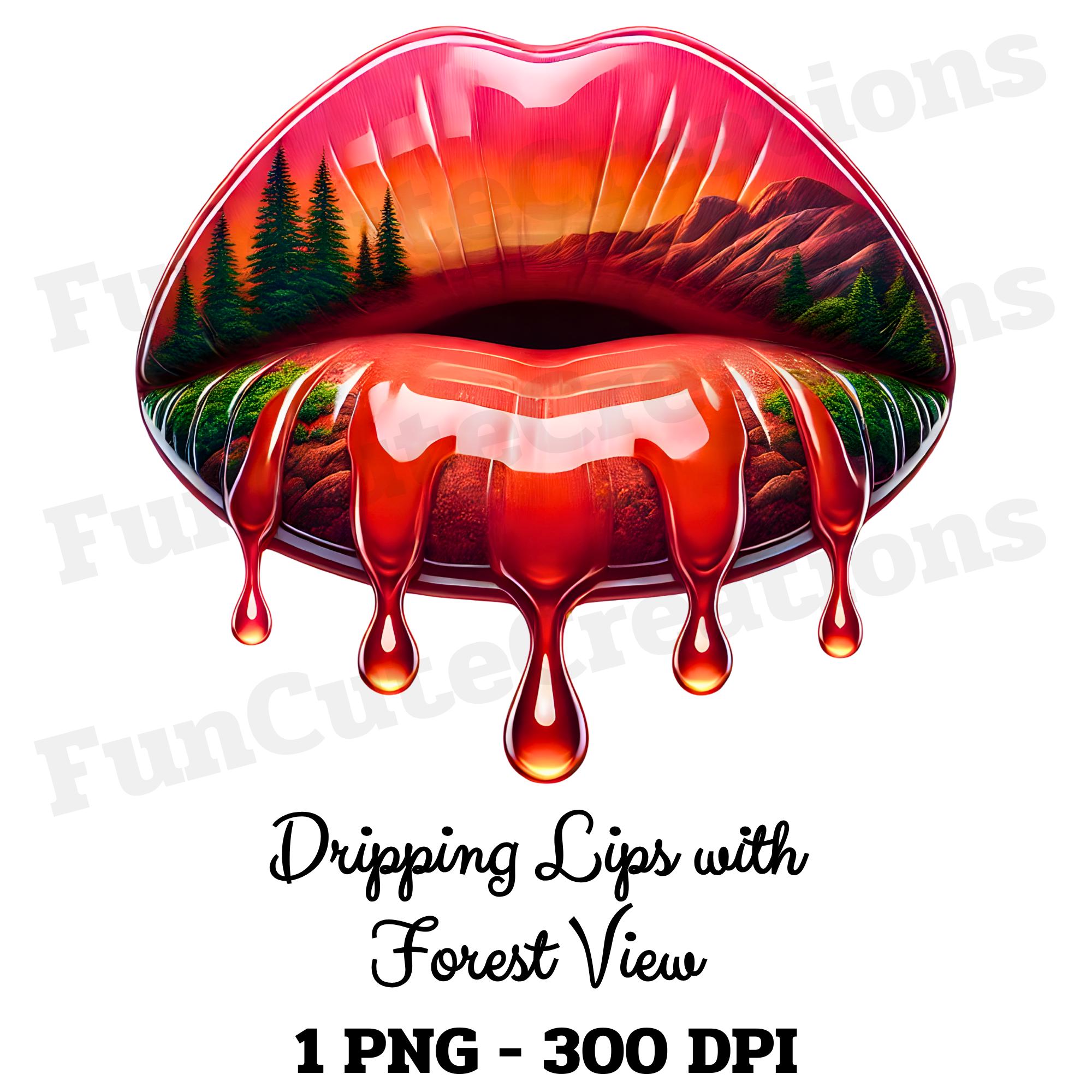 Dripping Lips With Forest View PNG, Forest Lips Clipart, Nature Lips ...