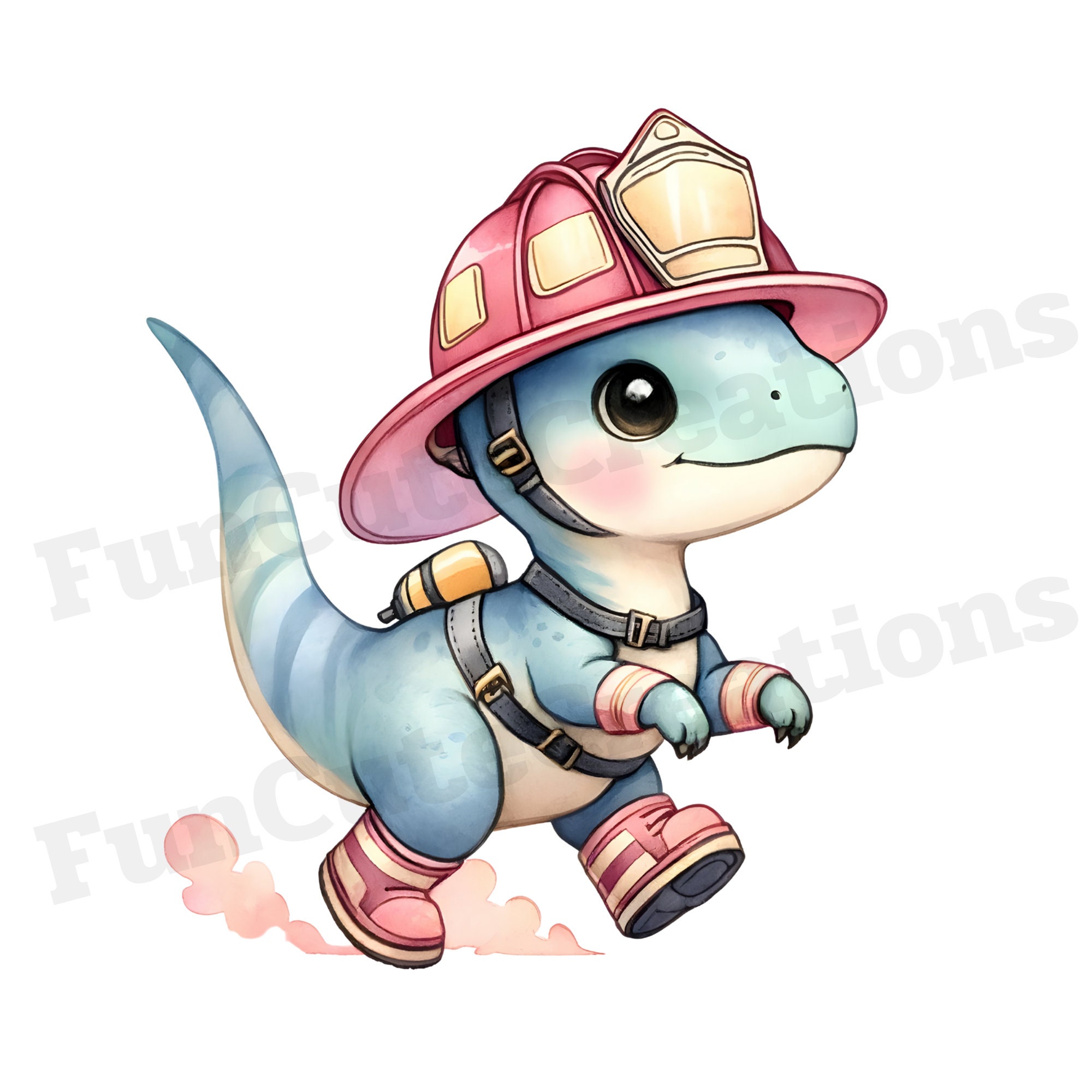 Fire Fighter Dinosaur Clipart, Firefighter Clipart, Fireman Dino PNG, Dinosaur PNG, With ...