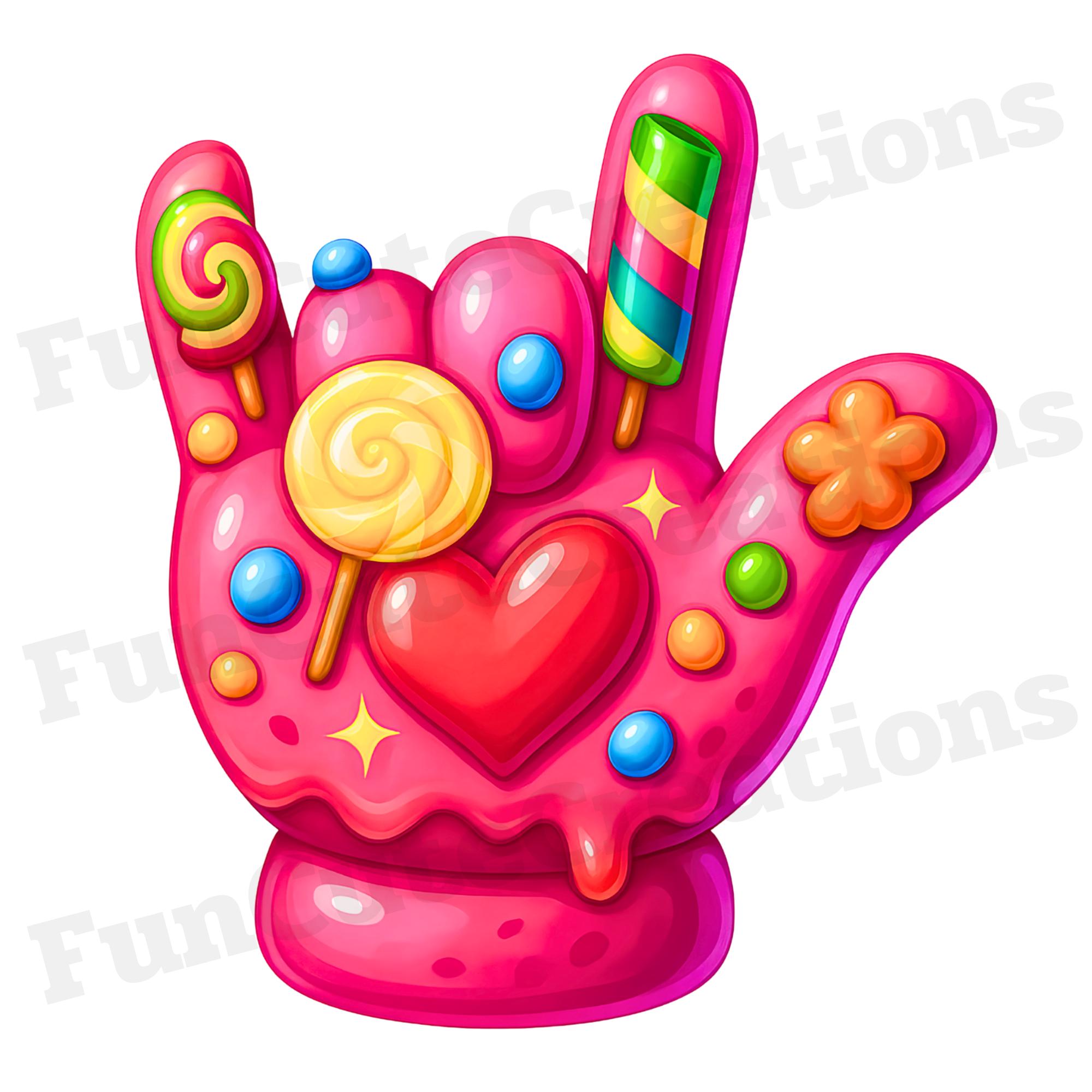 Candy Hand Glove I Love You ASL PNG, Sweet Hand Sign, Sweet Sublimation ...