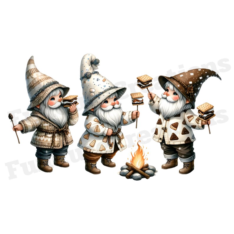Smores Gnomes Clipart, Smores Clipart, Campfire Gnome Art, Camping Food ...