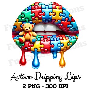 Autism Dripping Lips PNG, Autism Awareness Month, Autism Puzzle PNG ...