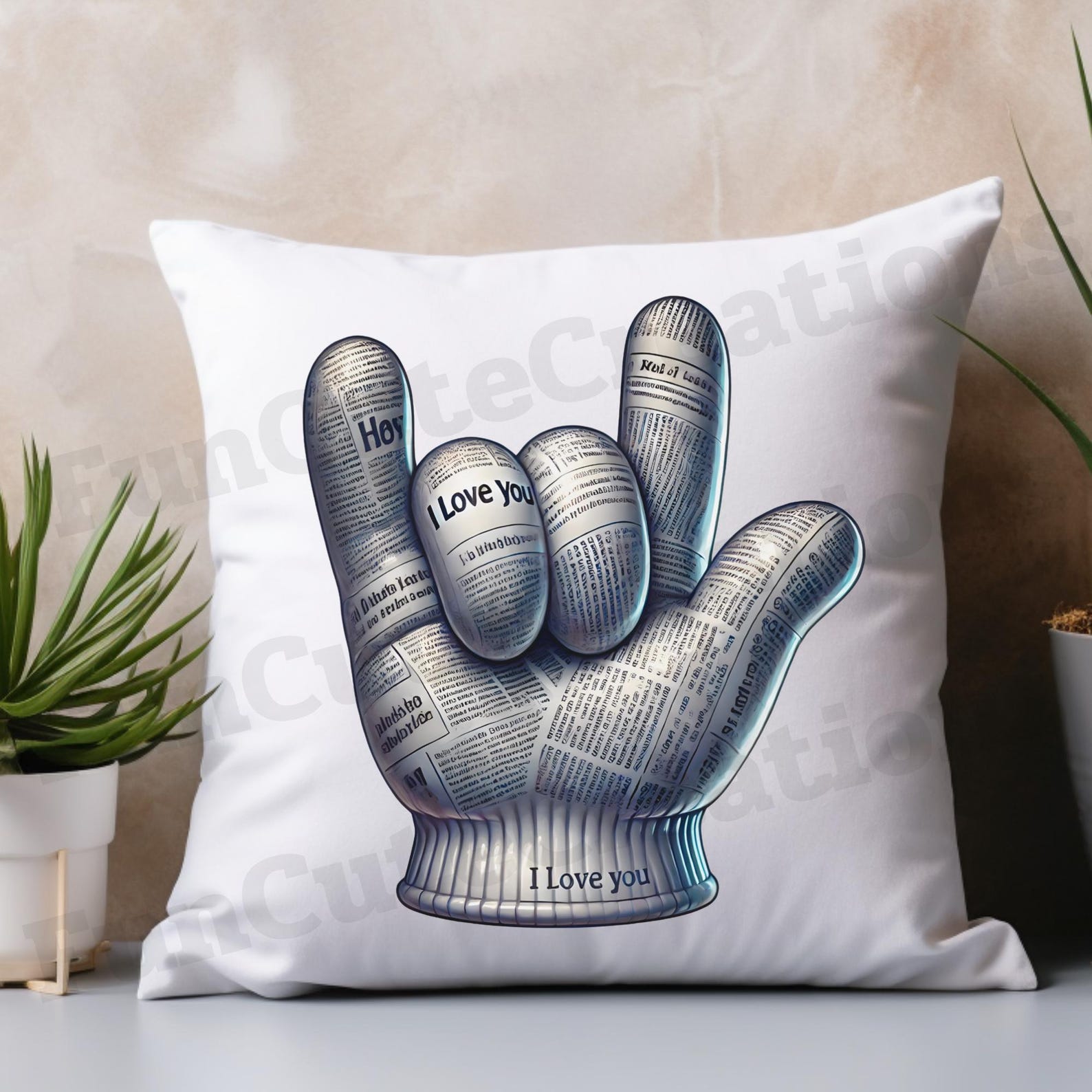 Newspaper Hand Glove I Love You ASL PNG, Newspaper Texture PNG, Vintage ...