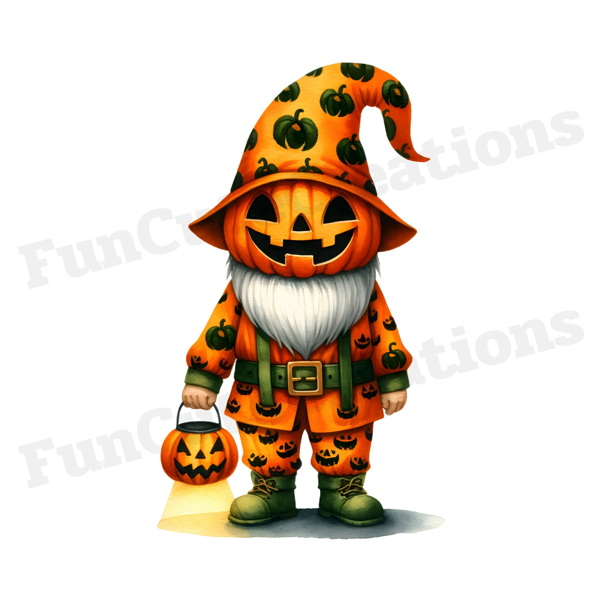 Jack O Lantern Gnome Clipart, Halloween Gnome, Fall Gnome, Autumn Gnome ...
