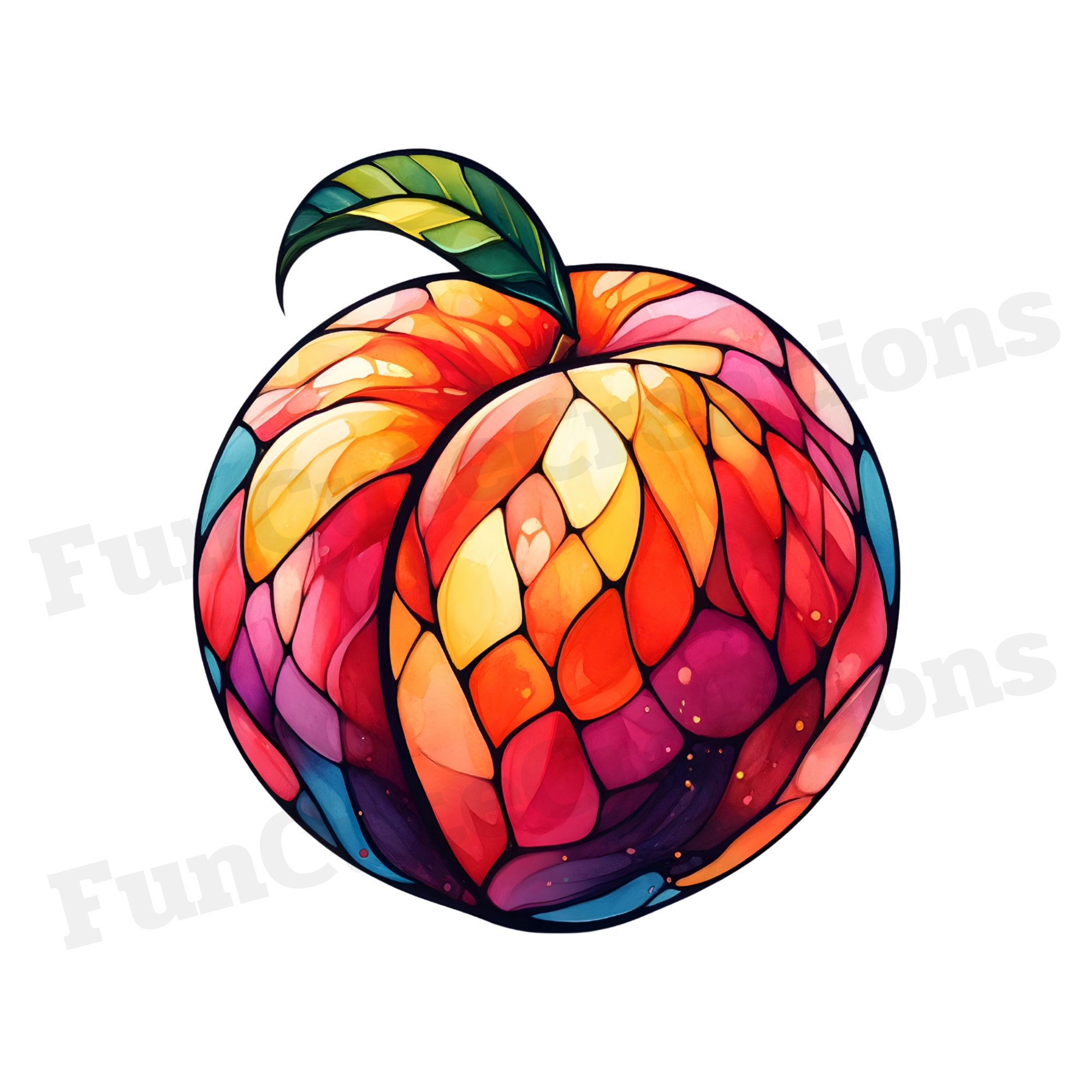 Fruit Stained Glass Clipart, Fruit Stained Glass PNG, Colorful Fruit ...