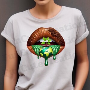 Earth Day Dripping Lips PNG, Eco-friendly Lips PNG, Save the Planet ...